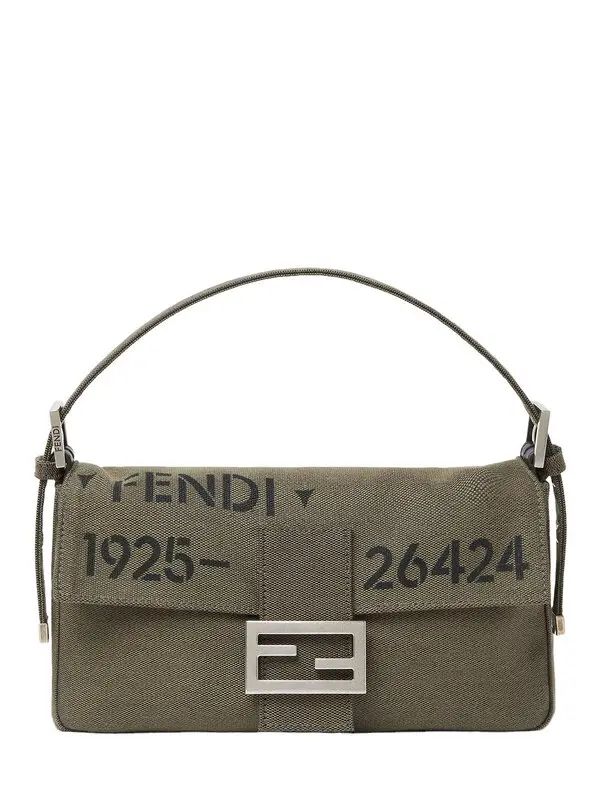 Fendi Baguette® 26424 Khaki Green Canvas Bag With Stencil Print - [green]